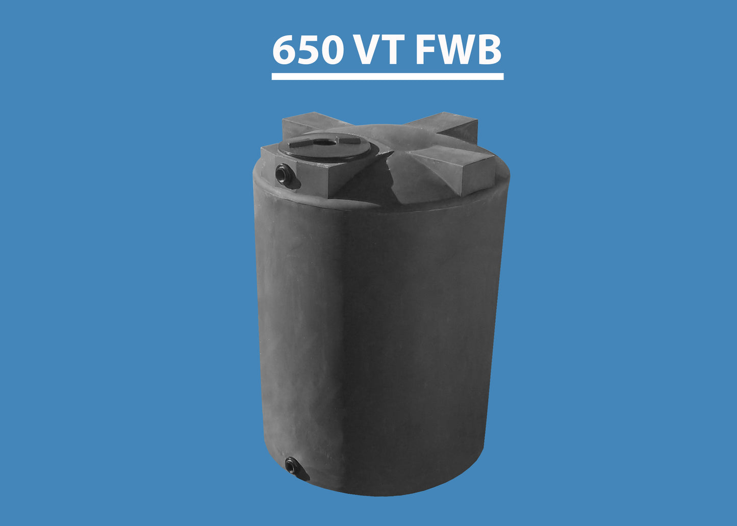 All About Tanks, 650 Gallon Vertical Fresh Water, Black Storage Tank